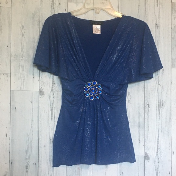 Fleurish | Tops | Vintage Blue Metallic Top S | Poshmark